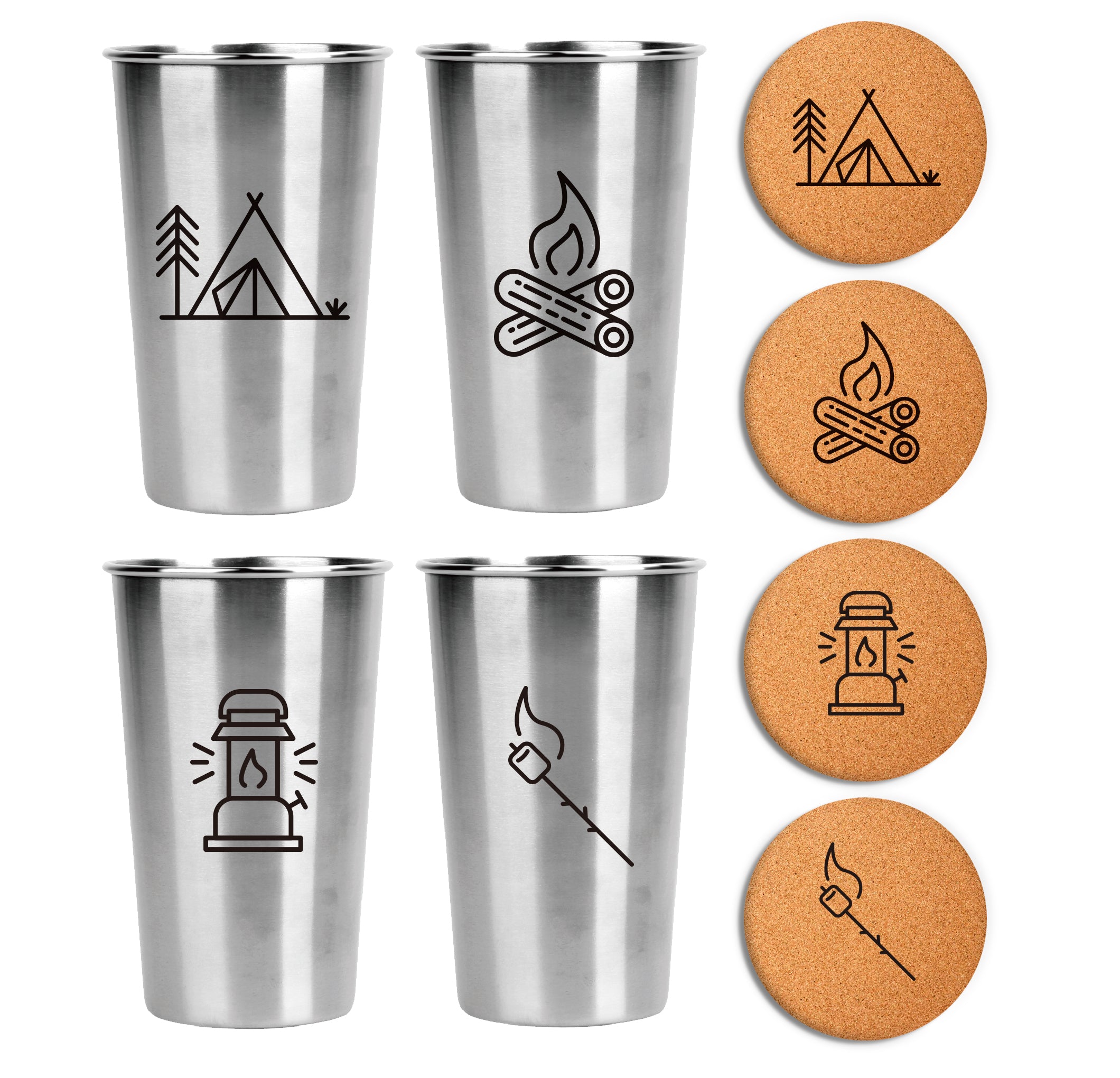 Camping Gift Set (Cups + Coasters) – Magic Pine