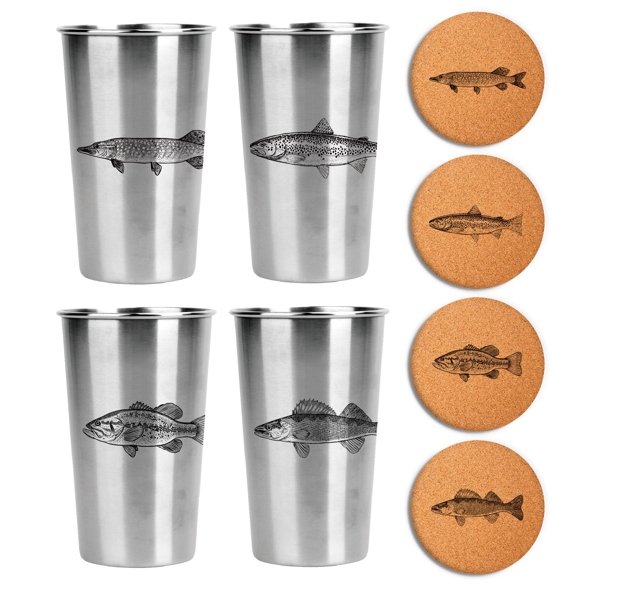 Fish Gift Set (Cups + Coasters) – Magic Pine